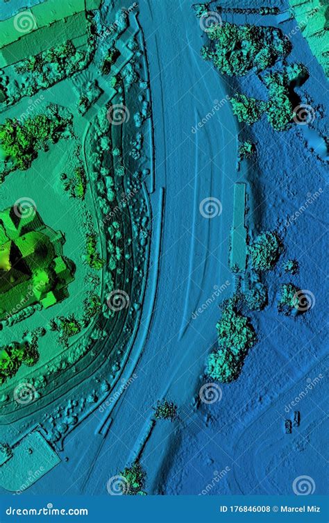 digital elevation model of grass field in singapore stock image