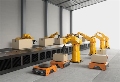 Premium Photo Automation Factory Concept With Robot Arm Work With