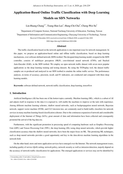 Pdf Application Based Online Traffic Classification With Deep