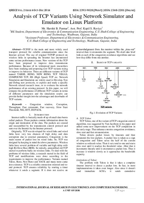 pdf performance comparison of tcp variants