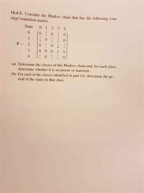 Solved Consider The Markov Chain That Has The Chegg Com