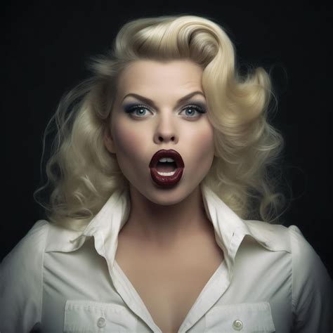 Premium Ai Image Sexy Pinup Girl With Mouth Wide Open