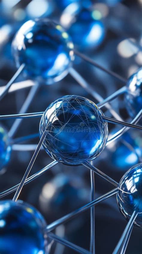 Blue Molecular Network With Connected Spheres 3d Render Stock Illustration Illustration Of