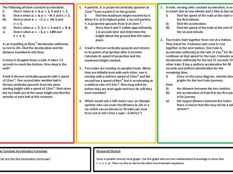 Kinematics Practice A Level Teaching Resources