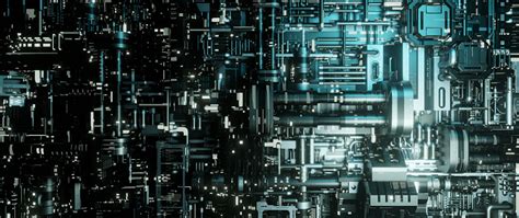 복잡한 배선 및 전자 부품이 있는 하이테크 복합 회로 기판 추상화 하이테크 반사 일러스트레이션 배너 배경 벽지 나노 기술 발전 0명에 대한 스톡 사진 및 기타 이미지