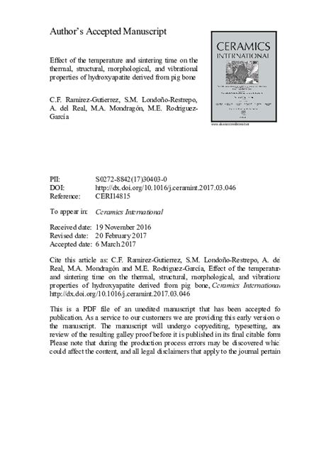 Pdf Effect Of The Temperature And Sintering Time On The Thermal