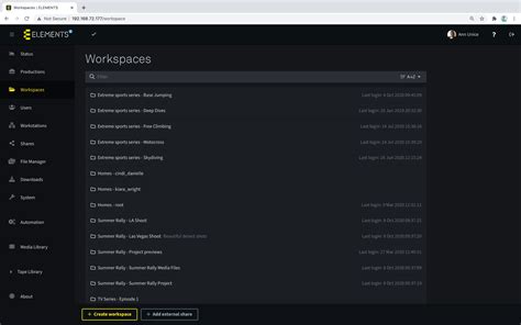 Creating A Workspace Elements Media Storage