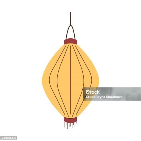 플랫 스타일의 전통적인 디자인의 노란색 중국 등불 축제 문화 또는 장식 목적으로 적합합니다 흰색 배경에 고립되어 있습니다 0명에 대한 스톡 벡터 아트 및 기타 이미지