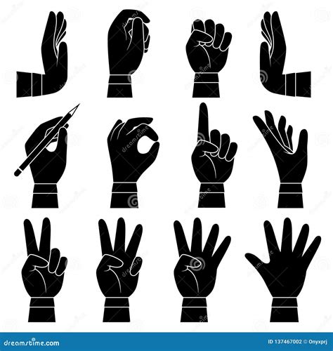 Hands Gesture Collection Male And Female Arms Palms And Fingers