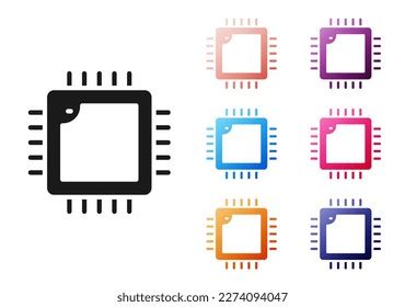 Black Computer Processor Microcircuits Cpu Icon Stock Vector Royalty Free