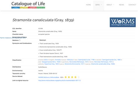 Name Relations Explanation CSS Broken Issue 163 CatalogueOfLife