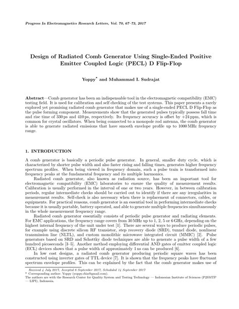 Pdf Design Of Radiated Comb Generator Using Single Ended Positive