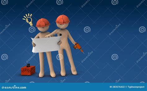 Engineers Solving Problems While Looking At Drawings Stock Illustration Illustration Of