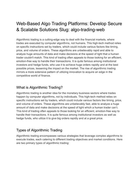 Ppt Web Based Algo Trading Platforms Develop Secure And Scalable Solutions Slug Alg Powerpoint