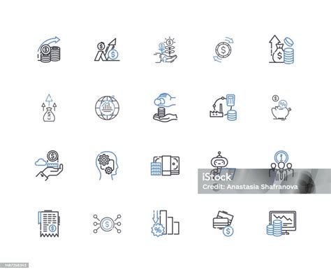 현금 라인 아이콘 모음을 함께 넣습니다 저축 예산 책정 수입 투자 검소 검소 현명한 벡터 및 선형 그림 실용적이고 전략적이며 수완이 풍부한 개요 표지판 세트 가계에 대한