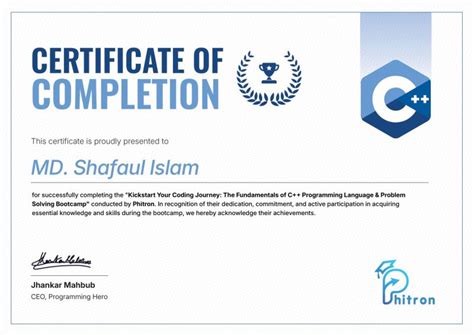 Cplusplus Problemsolving Codingjourney Phitron Certificate