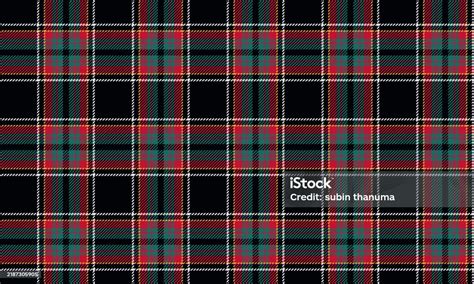 격자 무늬 직물 패턴 검정 빨강 녹색 흰색 직물 및 옷 스커트 또는 장식용 직물 디자인에 대한 이음새가 없는 현대적인 크로스 라인 벡터 일러스트 레이 션 격자무늬에 대한