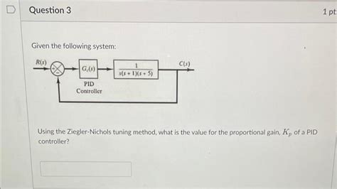 Solved Given The Following System Using The Ziegler Nichols