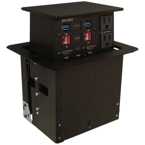 Dual Sided Pop Up Box Each Side 2 Power 2 Cat6 2 Hdmi 2 Usb A C Black Conference Table Boxes