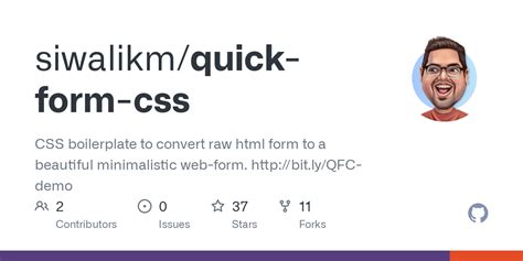 GitHub Siwalikm Quick Form Css CSS Boilerplate To Convert Raw Html Form To A Beautiful