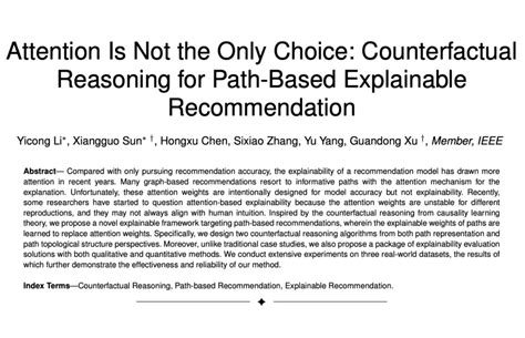 Attention不是唯一的选择：基于反事实推理的可解释性推荐 Ai X Aigc专属社区 51cto Com