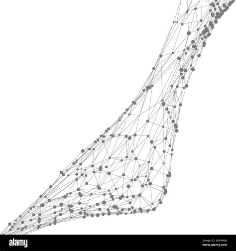 Plexus Shape Dots Connected By Lines Abstract Wave Minimalist Mesh Abstract Polygonal Shape