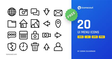Free UI Menu Icon Pack 20 Line User Interface Icons SVG PNG ICO Available