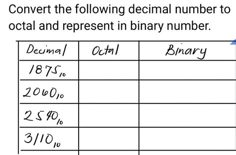 Convert The Following Decimal Number To Octal Studyx