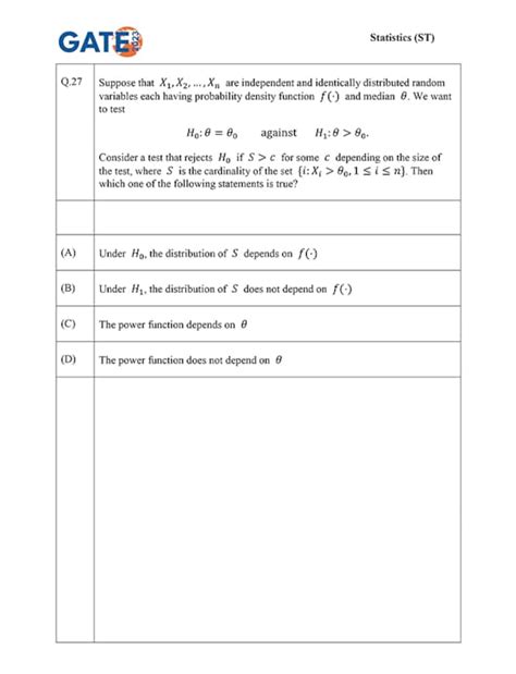 Gate 2023 Statistics Question Papers