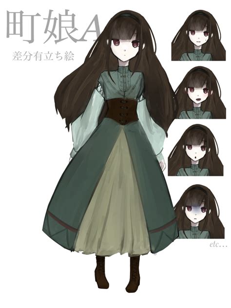 町娘a 立ち絵素材表情差分11種有 紅鋳フリー作品配布 Booth