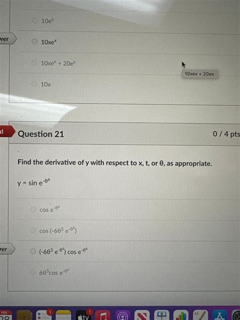 Solved 10ex 10xex 10xex 20ex 10x Question 21 0 4pts Find The Chegg Com