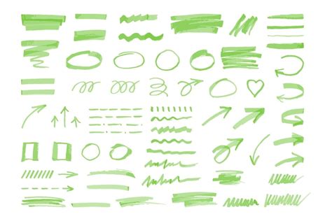 Premium Vector Green Highlighter Elements Set Hand Drawn Marker Premium Vector Green Highlighter Elements Set Hand Drawn Marker