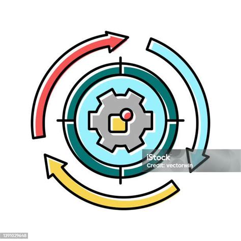 시스템 작업 프로세스 색상 아이콘 벡터 일러스트레이션 개발에 대한 스톡 벡터 아트 및 기타 이미지 개발 계획 광고