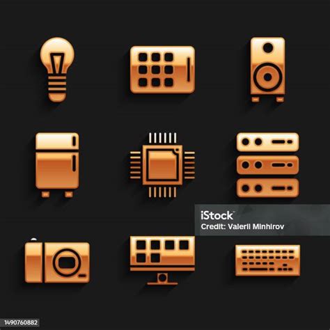 Set Processor With Microcircuits Cpu Smart Tv Keyboard Server Data Web Hosting Photo Camera