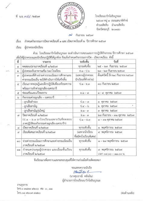 กำหนดกิจกรรมการปิดภาคเรียนที่ 1 โรงเรียนนาวิกโยธินบูรณะ