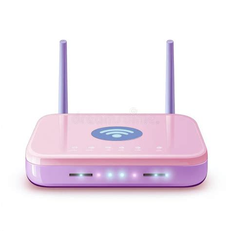A Pink Wifi Router With Purple Antennas Stock Illustration