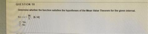 Solved Question 10 Determine Whether The Function Satisfies
