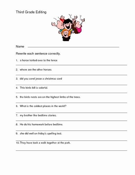 Proofreading Worksheets 3rd Grade Luxury Third Grade Editing Worksheet