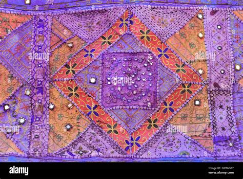 Geometric Fabric Design With Purple Colour Tones And Symmetrical Patterns Kathmandu Valley