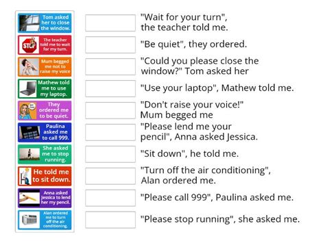 Reported Speech Commands And Requests Une Las Parejas