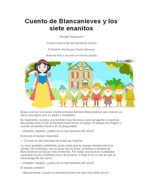 Cuento De Blancanieves Y Los Siete Enanitos Pdf Blanco Como La Nieve