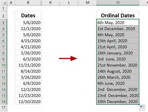 Quickly Convert Dates To Ordinal Date Format In Excel