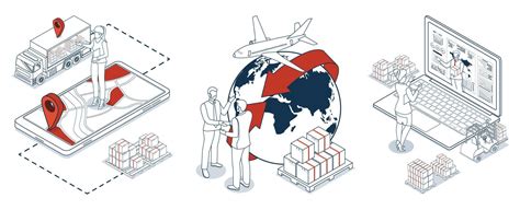 3d Isometric Scenes Depicting Multi Modal Export Import Operations With