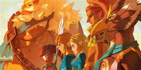 Link Princess Zelda Mipha Urbosa Revali And 1 More The Legend Of