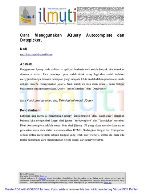 Icara Menggunakan Jquery Autocomplete Dan Datepicker Pdf Bisnis Komputer