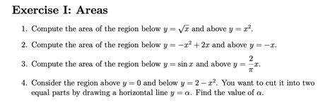 Solved Exercise I Areas 1 Compute The Area Of The Region