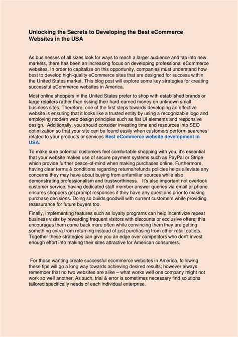 Ppt Unlocking The Secrets To Developing The Best Ecommerce Websites In The Usa Powerpoint