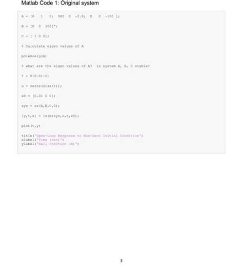 Solved Lab For Pole Placement And Feedback Control Chegg Com