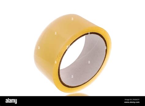 One Roll Of Sticky Tape Macro Isolated On White Background Stock