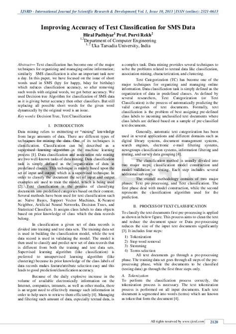 Pdf Improving Accuracy Of Text Classification For Sms Data